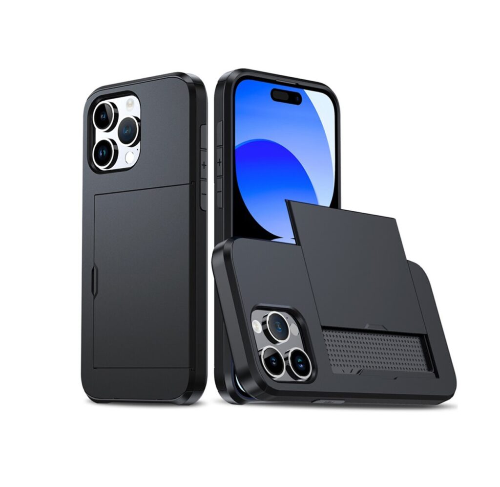 Slide Card Slot Case for iPhone 15 Pro Max – Black – Ferrytelecom